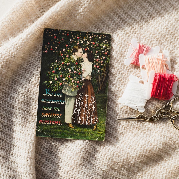 Embroidered Postcard - Etsy