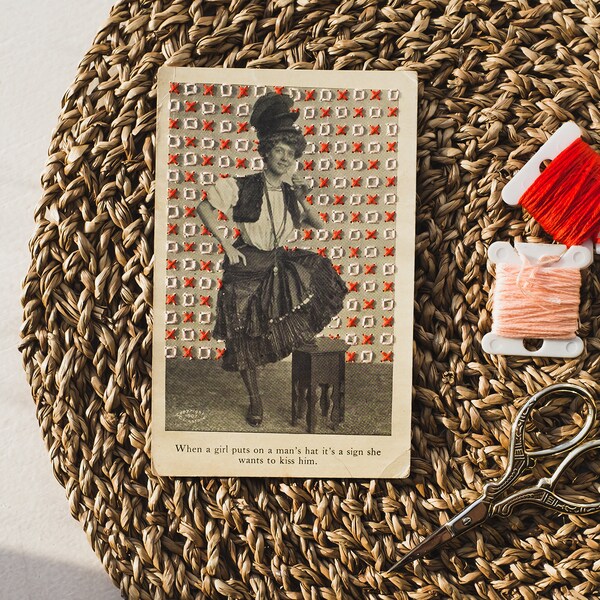 Embroidered Postcard - Etsy