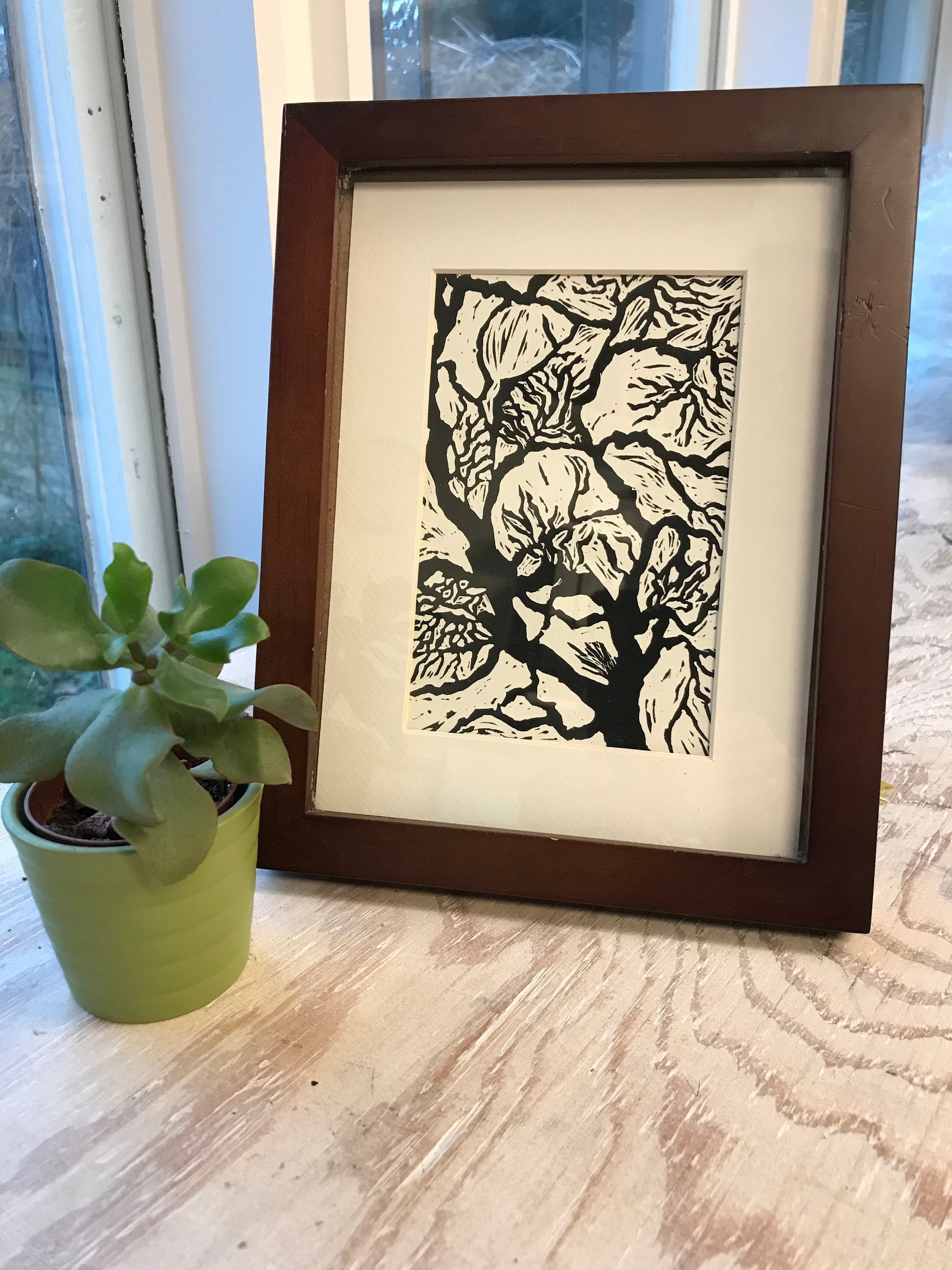 Original Handmade Winter Tree Lino Print - Etsy UK