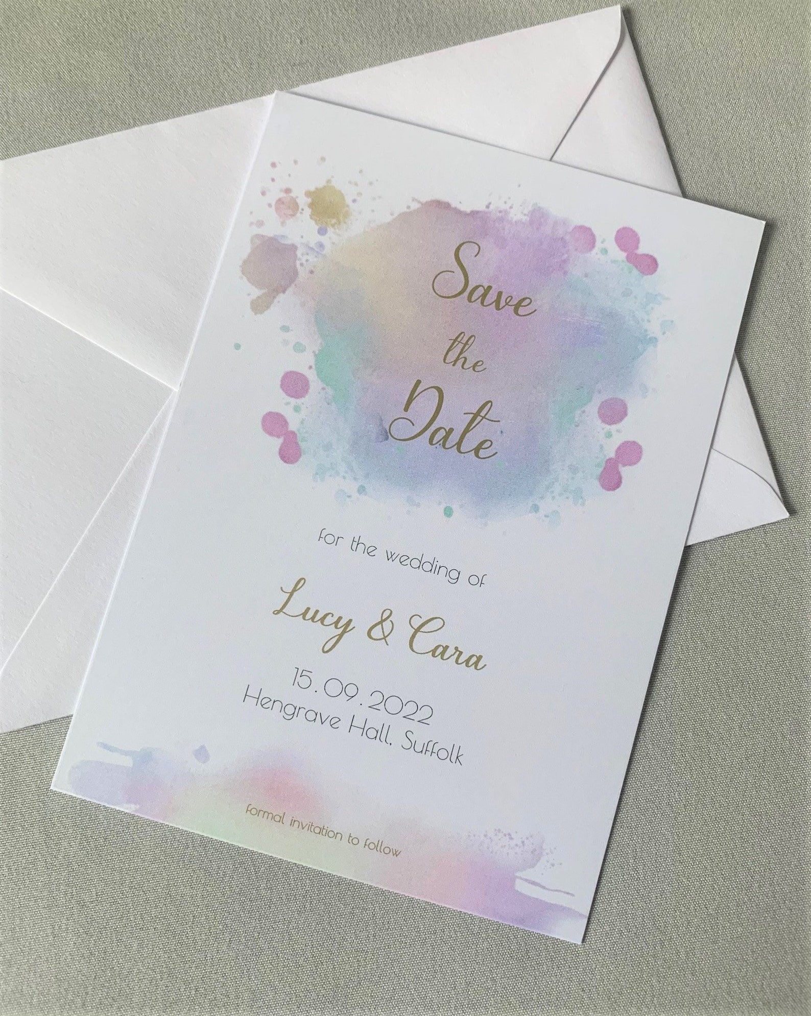 Watercolor Rainbow Splash Save the Date - Etsy UK
