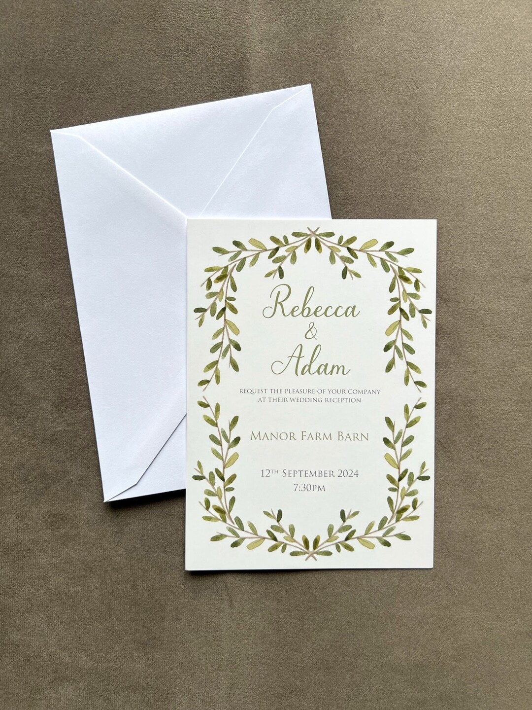 Wedding Invitations - Sage Border Design - Etsy
