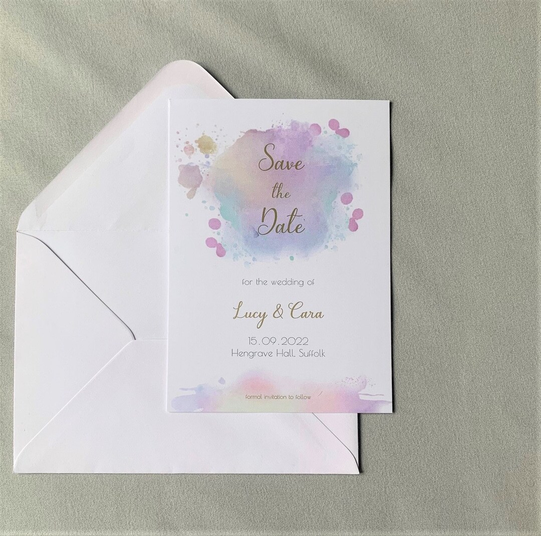 Watercolor Rainbow Splash Save the Date - Etsy UK