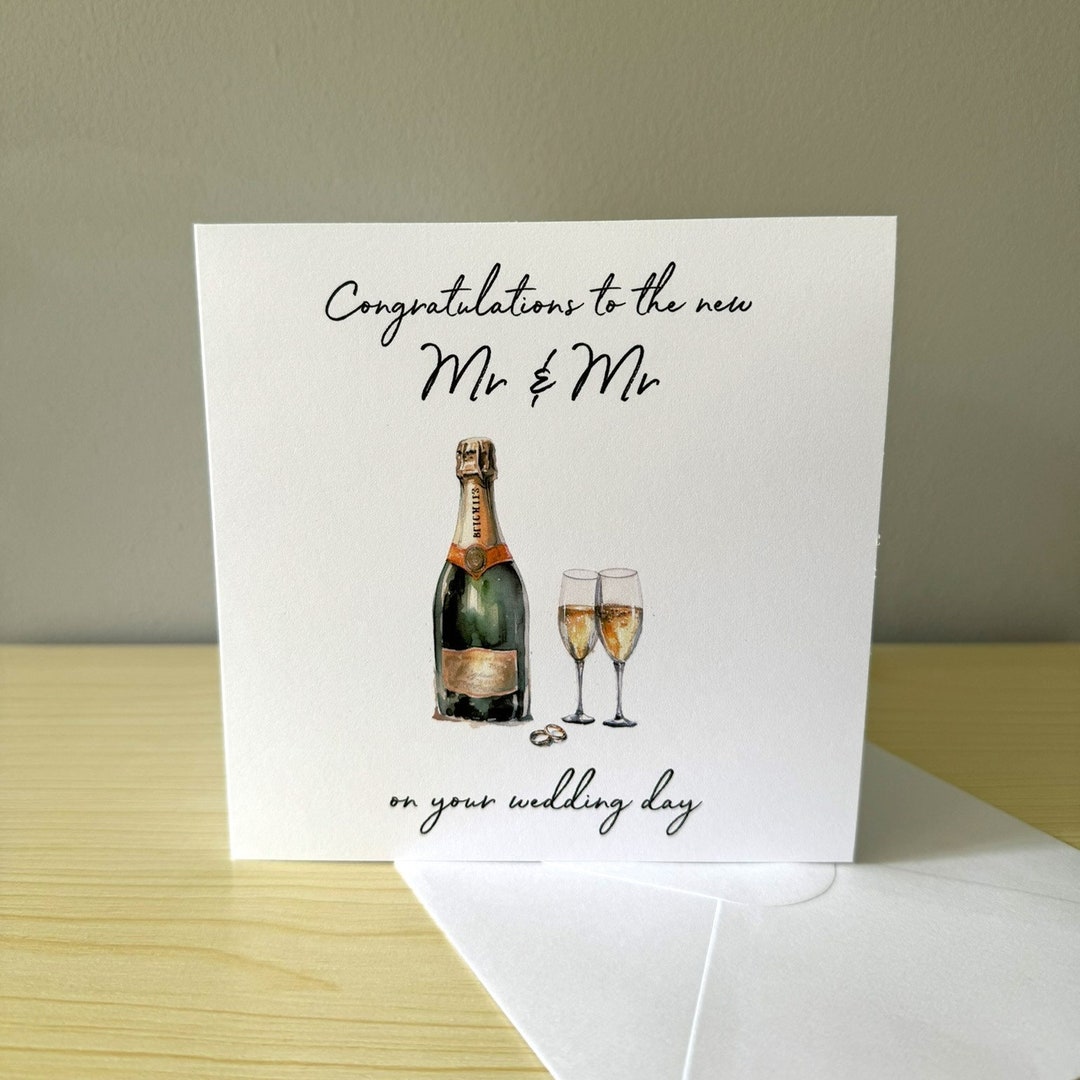 Mr & Mr Champagne Wedding Card Same Sex and LGBTQ Friendly - Etsy