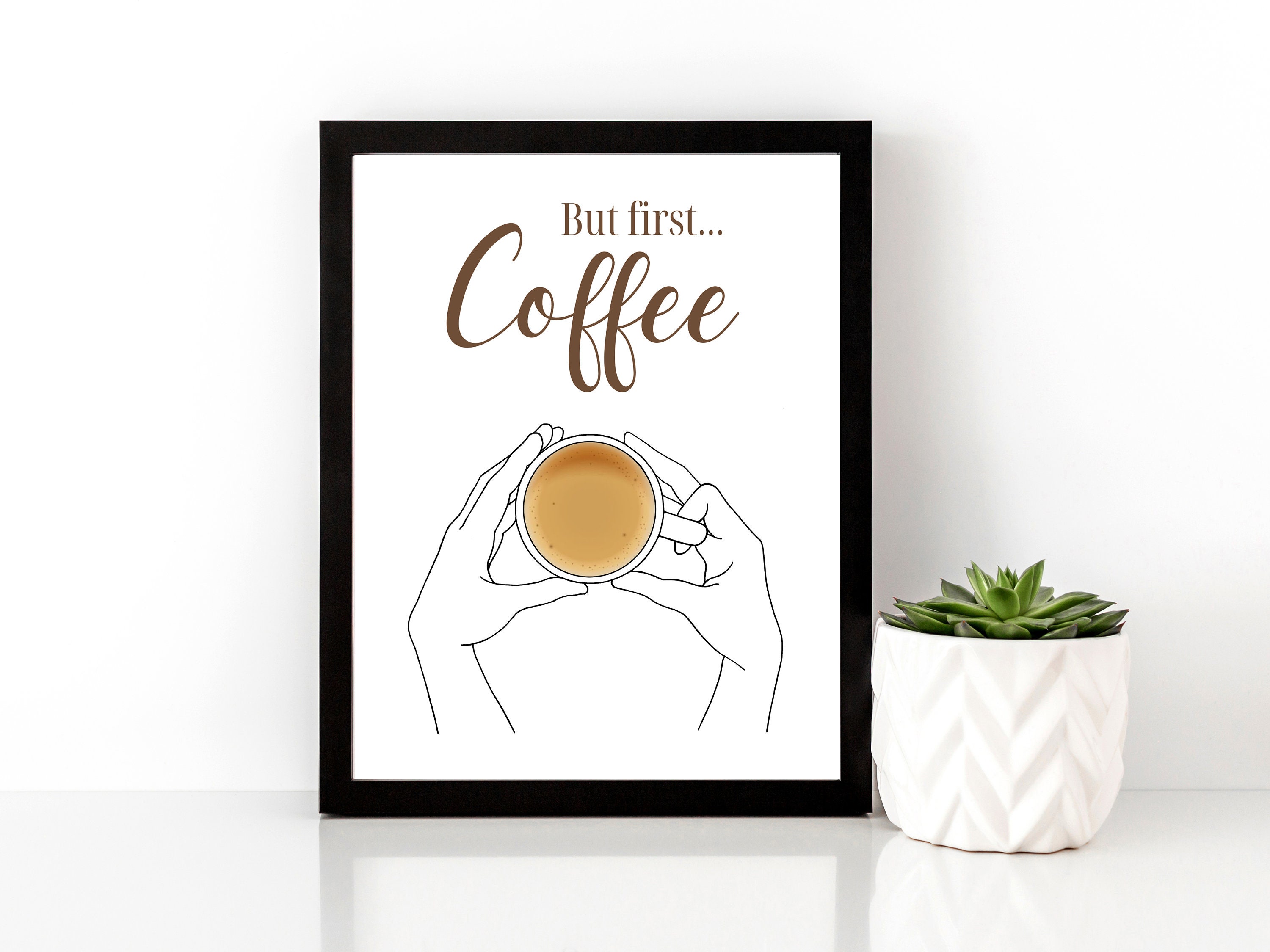 But First Coffee, Coffee Line Art, Gift for Coffee Lover, Kitchen Wall ...