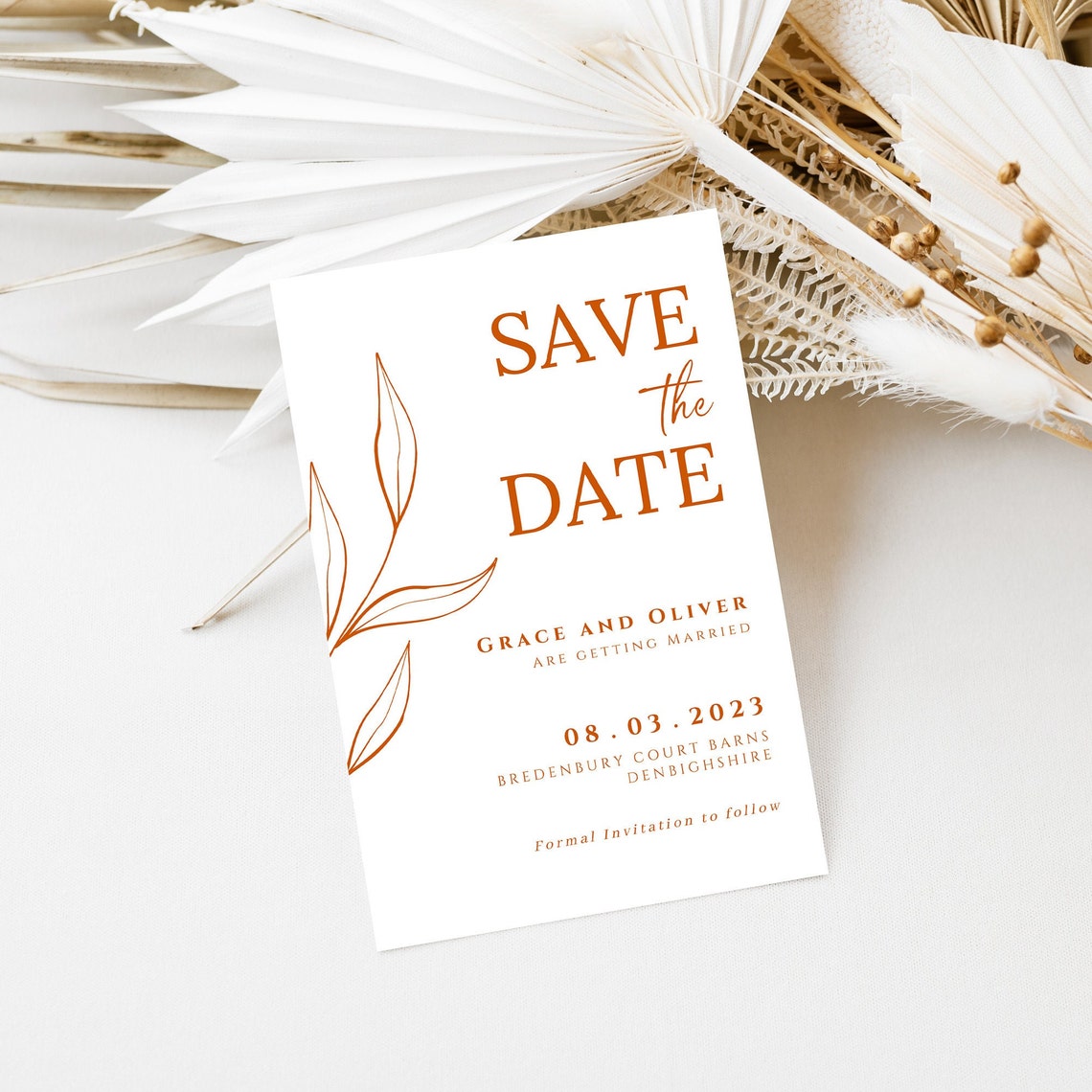 Terracotta Save the Date, A6 Save the Date Cards, Modern Wedding, Burnt ...