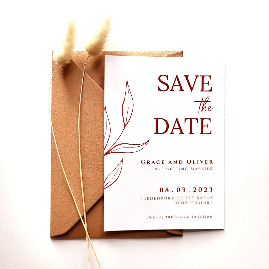 Terracotta Save the Date, A6 Save the Date Cards, Modern Wedding, Burnt ...