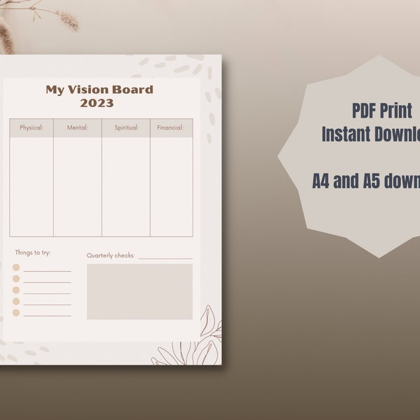 Vision Board Sheet - Etsy