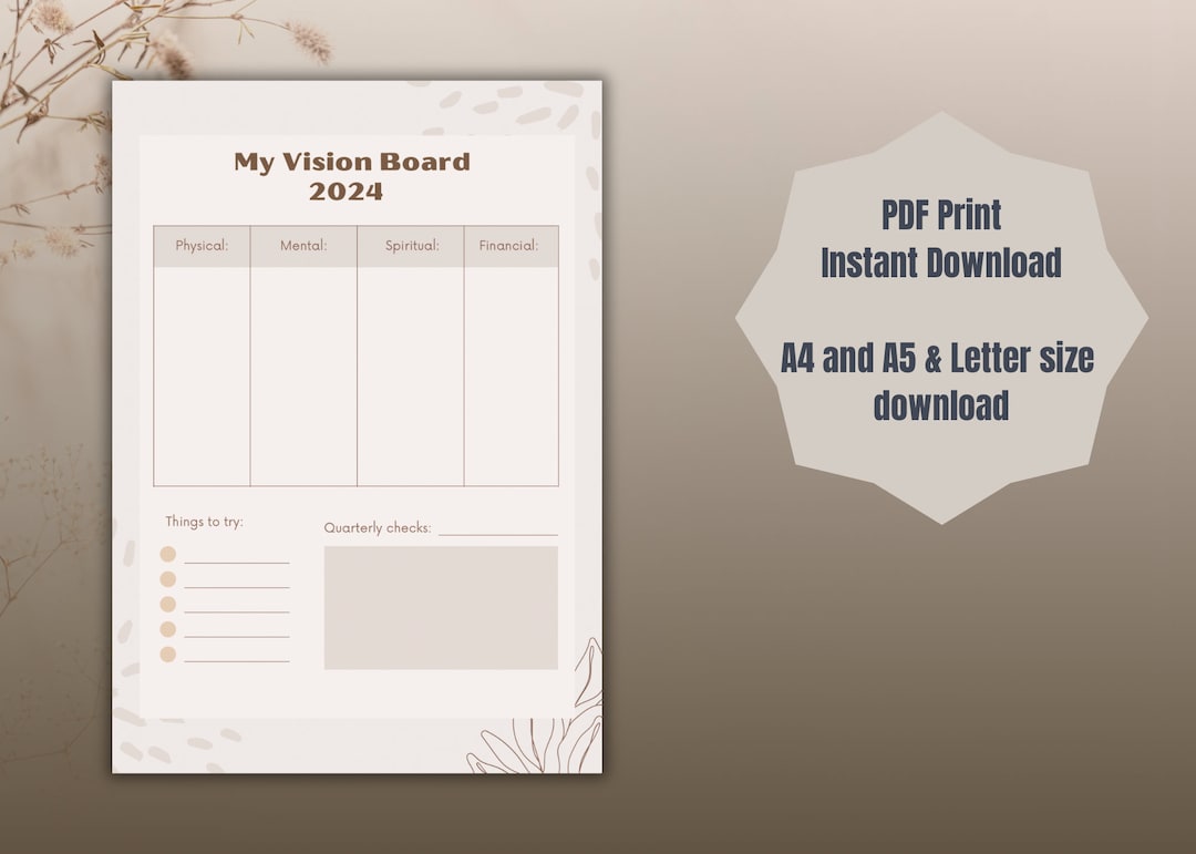 2024 Vision Board Printable, Digital Vision Board, Digital Planner ...