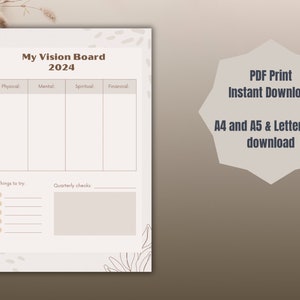 2024 Vision Board Printable, Digital Vision Board, Digital Planner ...