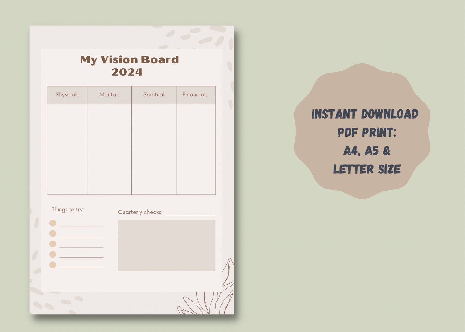 2024 Vision Board Printable, Digital Vision Board, Digital Planner ...