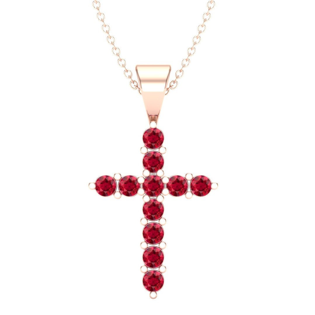 Ruby Cross Pendant 18k/14k Gold Pendant Divine Cross Glass | Etsy