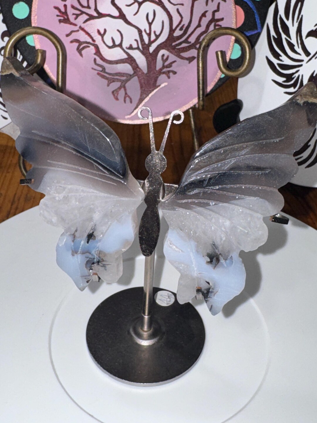 Agate Butterfly Wings With Dendrites on a Stand. - Etsy