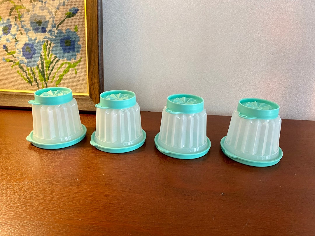 Vintage Tupperware 4 Mint Green Mini Single Serve Dessert Pudding Jello ...