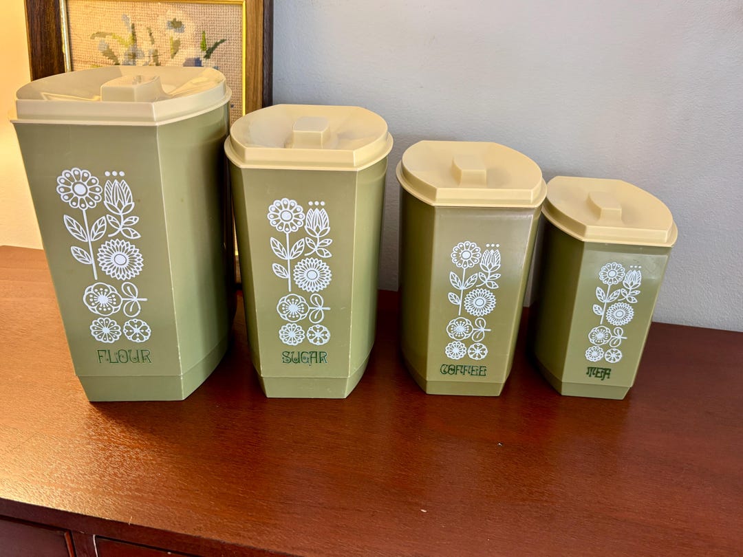 Vintage Lustro Ware Set of 4 Canisters Avocado Green W/lids - Etsy