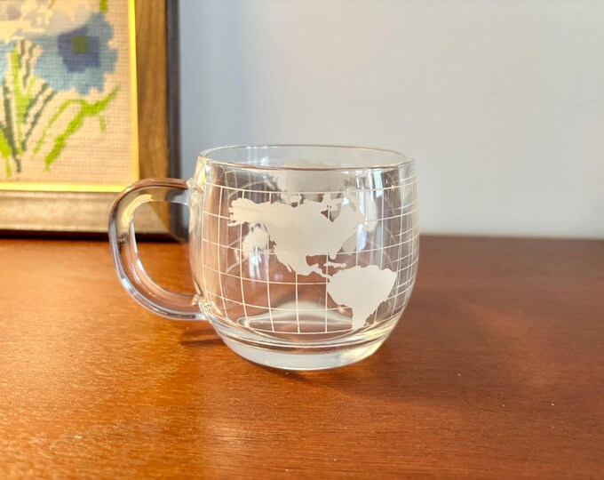 Vintage Nestle Nescafe World Map Clear Globe With Frosted Details ...