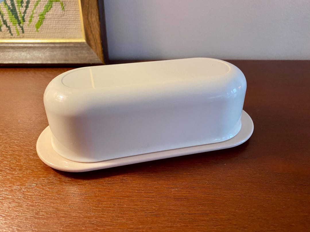 Vintage Tupperware White/baby Pink Butter Keeper Dish Container With ...