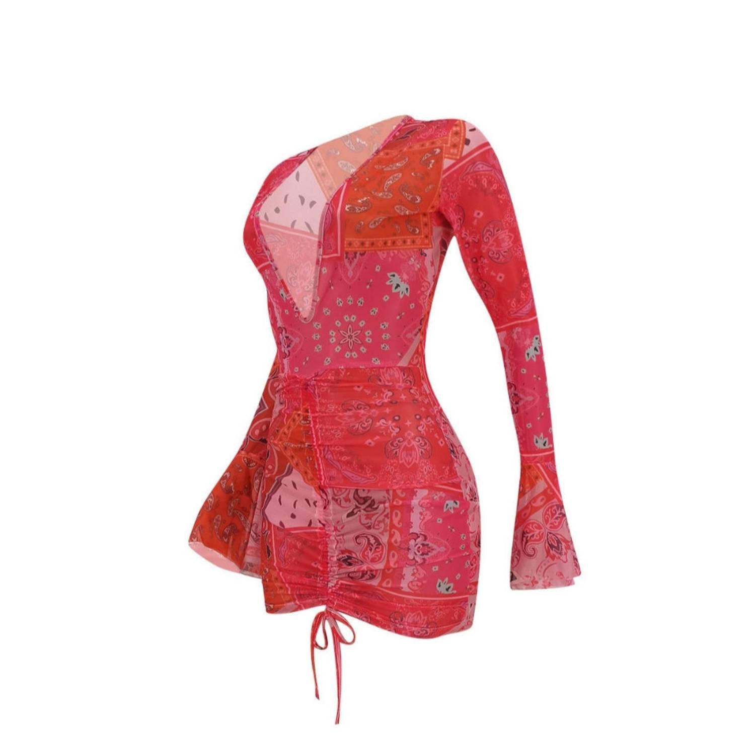 Pink Drawstring Mini Dress - Etsy