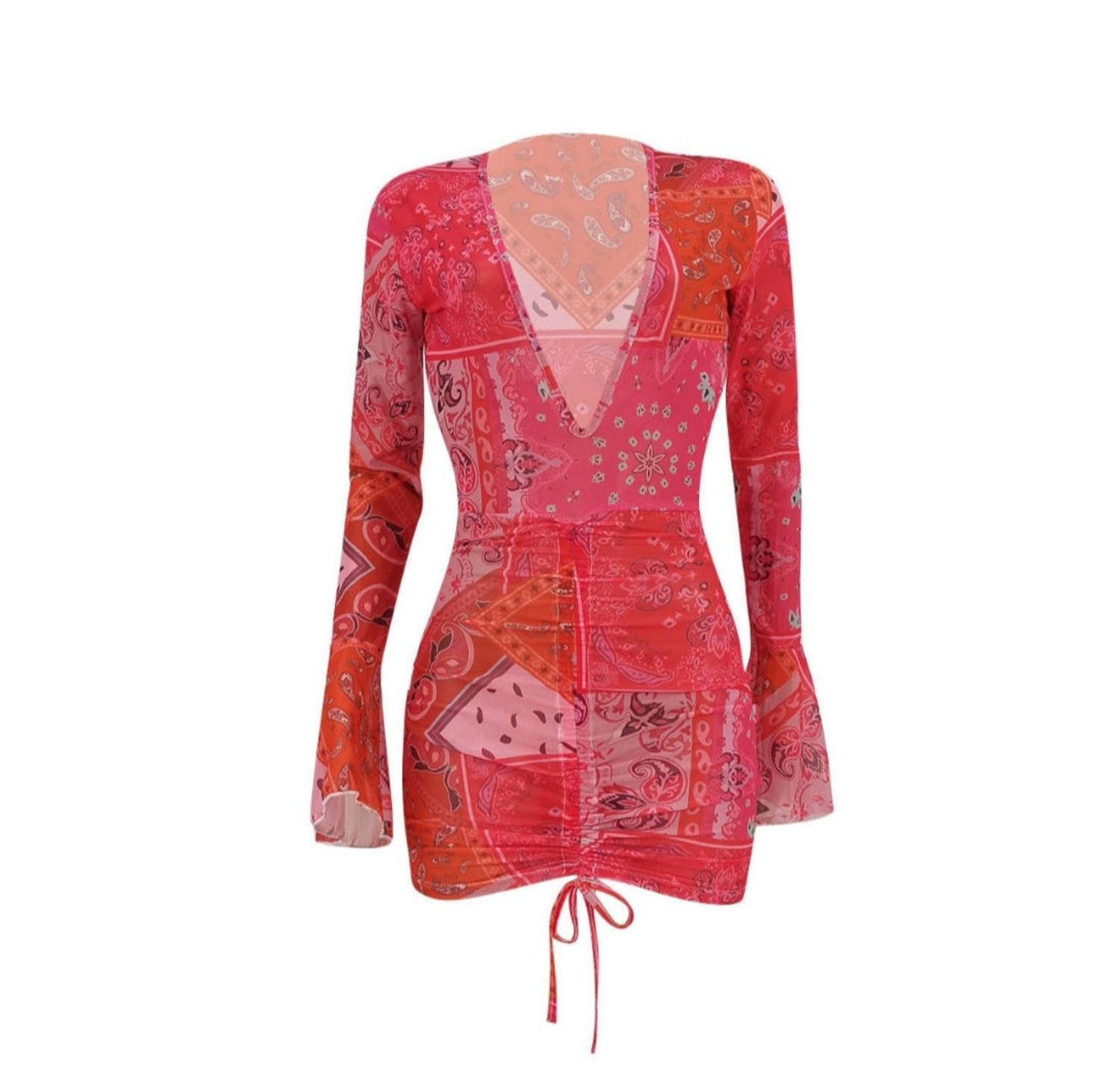 Pink Drawstring Mini Dress - Etsy