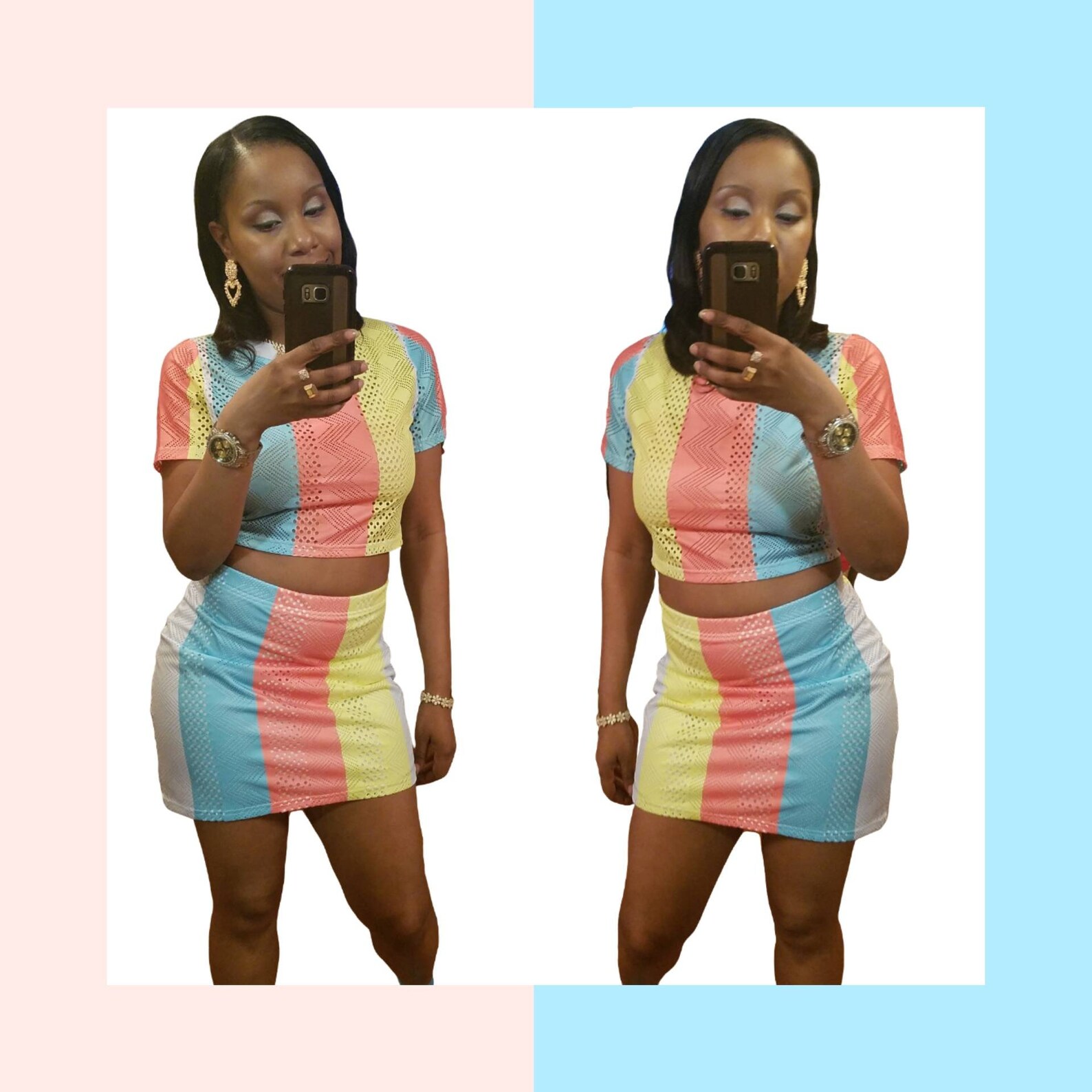 Multi Color 2-piece Skirt Set - Etsy