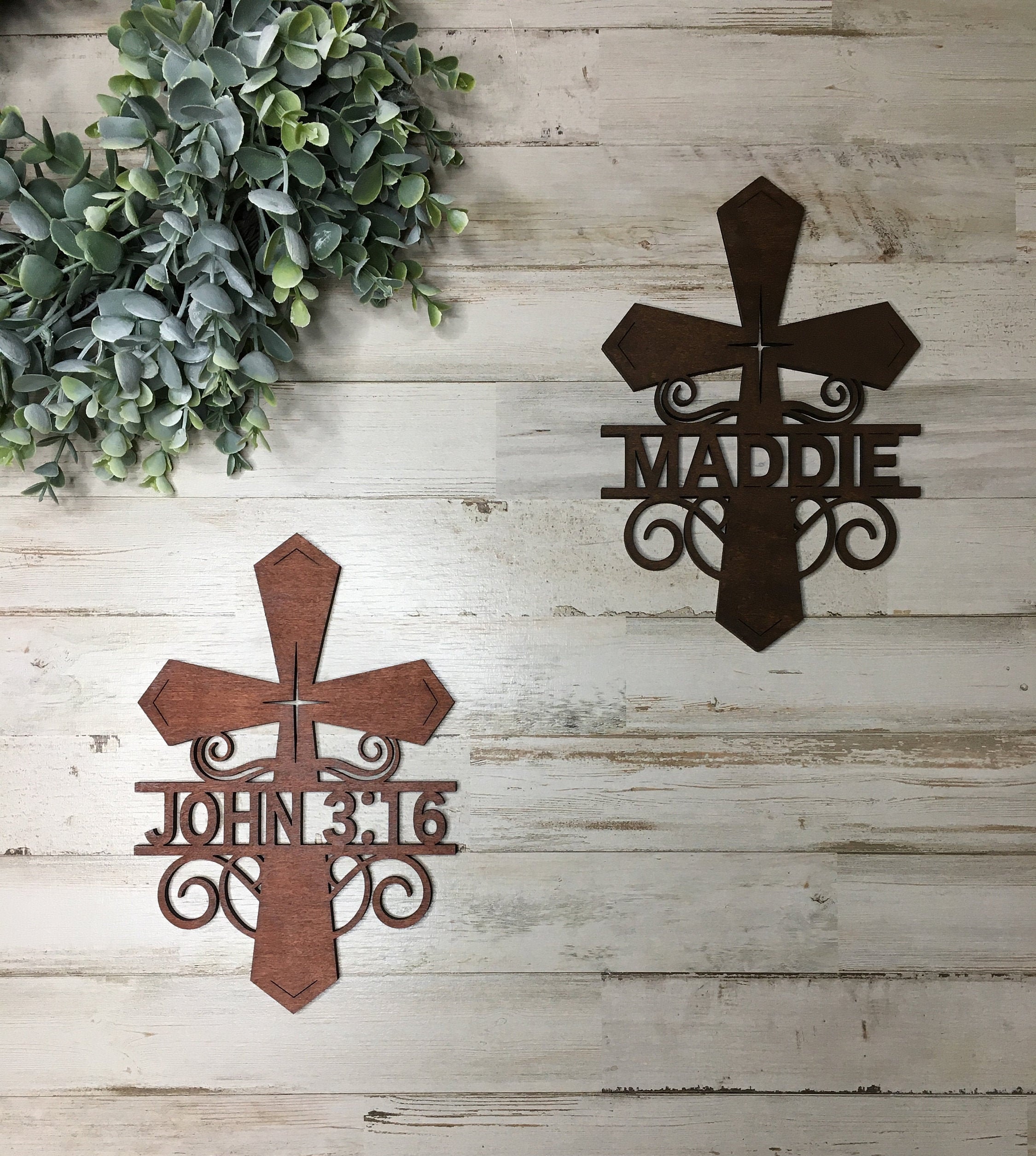 Personalized Split Name Cross Cross Wall Name Sign Wooden | Etsy