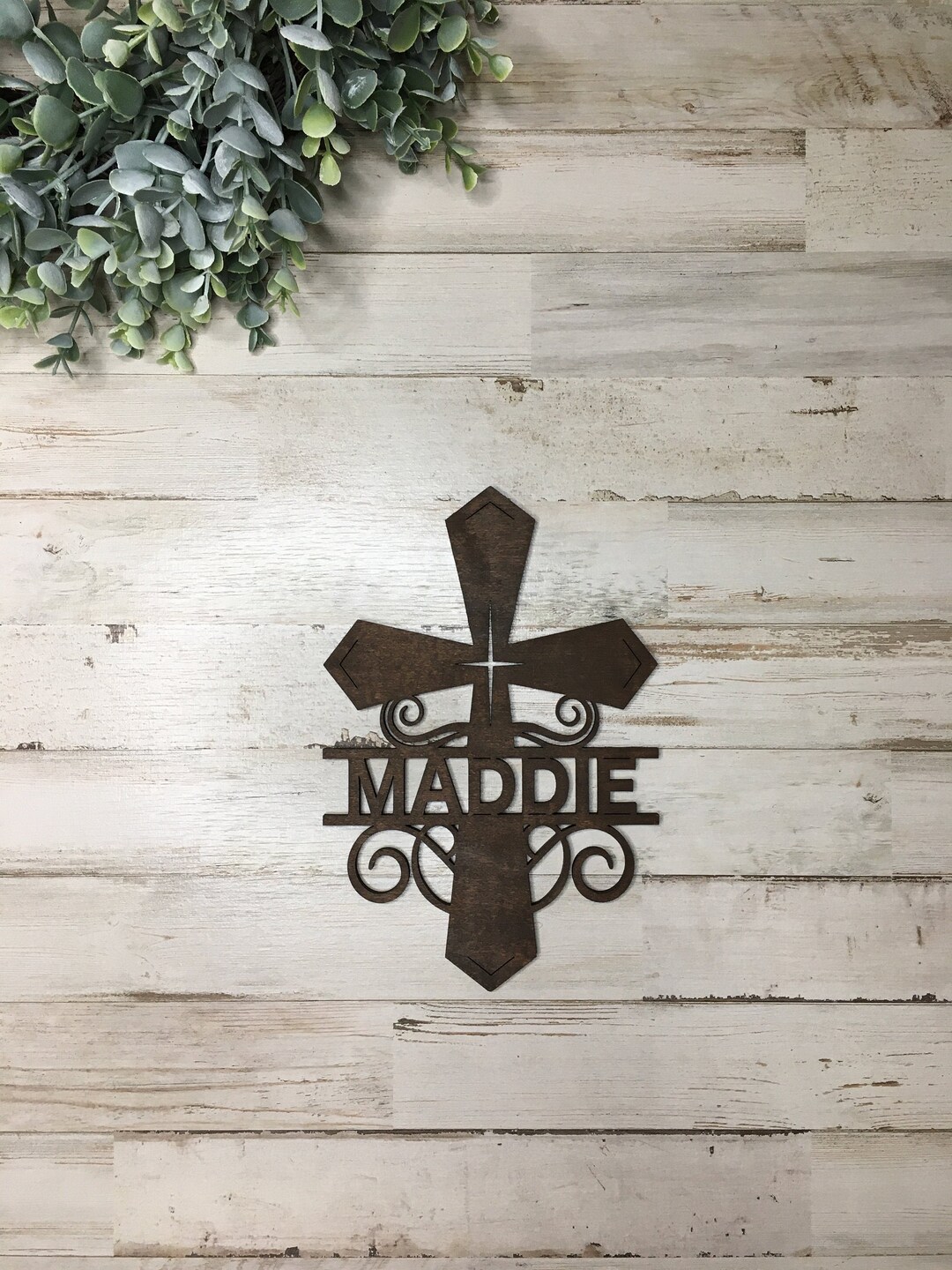 Personalized Split Name Cross, Cross Wall Name Sign, Wooden Last Name ...