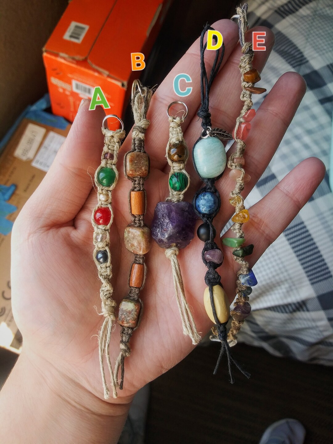 Hemp & Crystal Keychains/accessories - Etsy