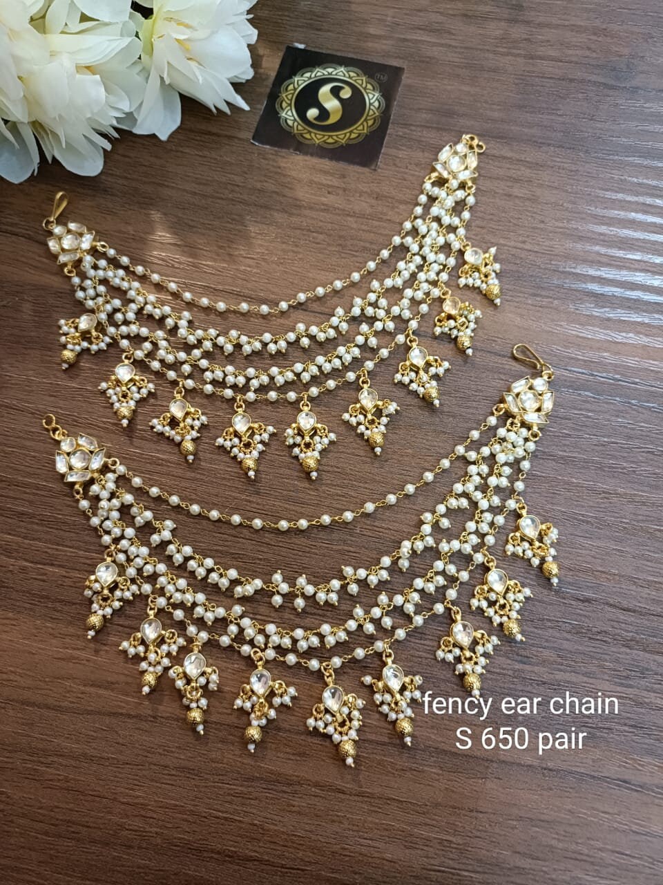 Pearl Ear Chain, Indian Bridal Jewelry, Earring Support - Etsy