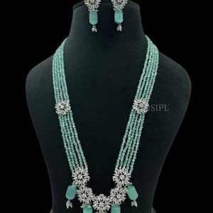 Floral Kundan Long Mala With Earrings, Punjabi Jewelry - Etsy