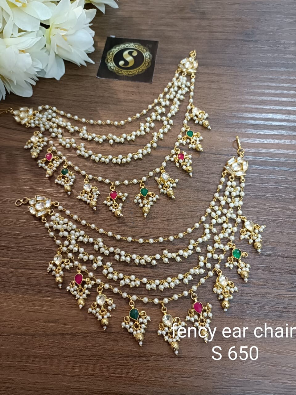 Pearl Ear Chain, Indian Bridal Jewelry, Earring Support - Etsy