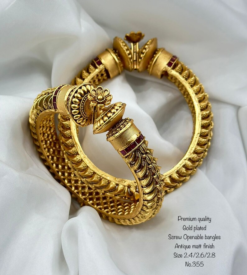 Traditional Gold Plated Antique Pacheli Banglesbangles Set - Etsy