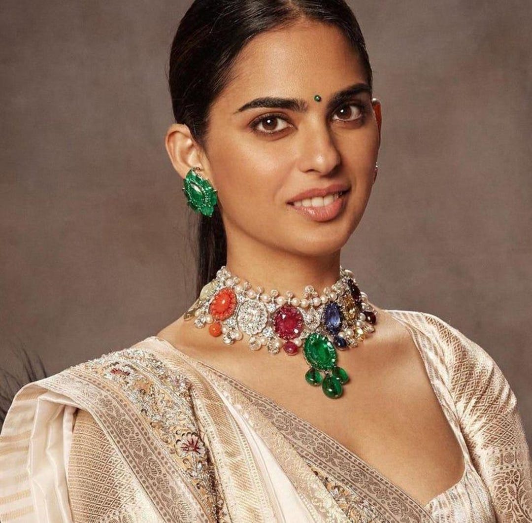 ISHA AMBANI Navratna Choker Set /isha Ambani Necklace/wedding Set ...