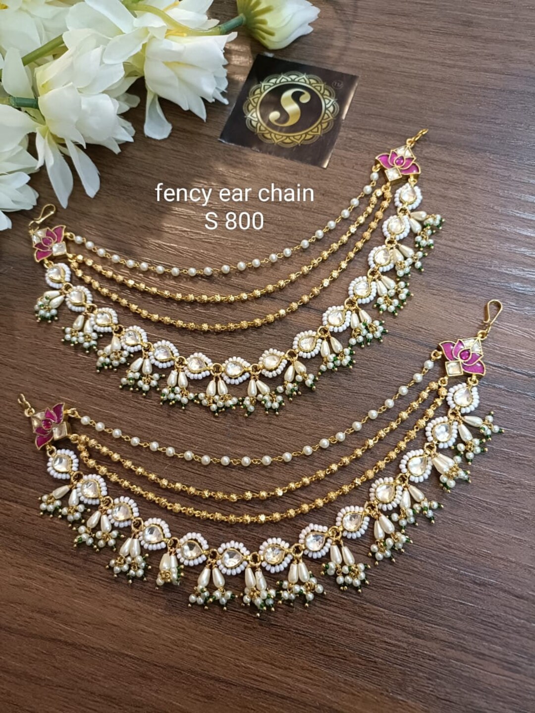 Kaan Chain, Pearl Ear Chain, Ear Support, Sahara, Indian Jewelry ...