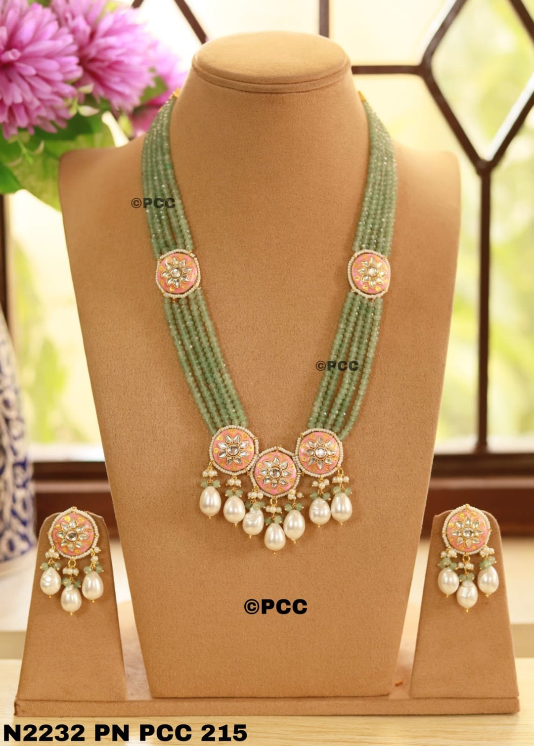 Lange Kundan Halskette indischer Schmuck Neha Kakkar - Etsy.de
