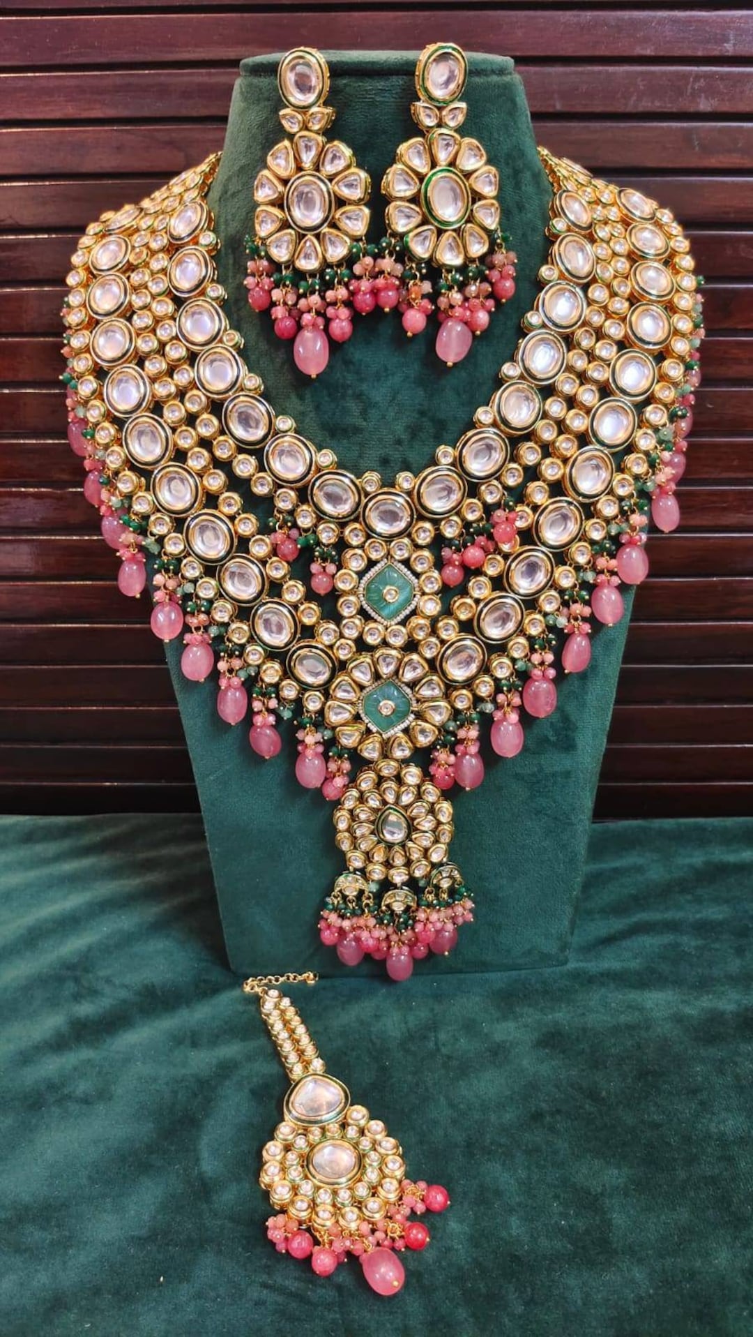 Big Size Meena Kundan Bridal Set Necklace,rajsathani Jewelry, Rajwada ...