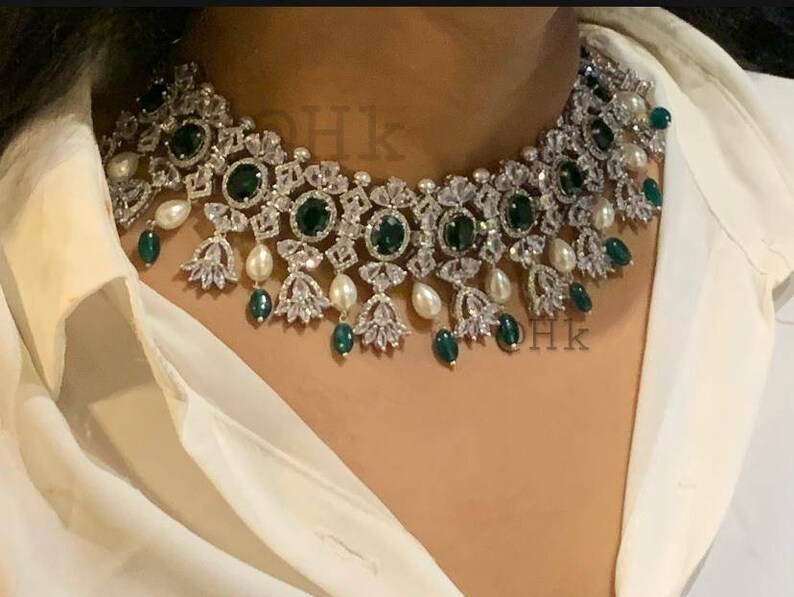 American DIAMOND Jewelry American Diamond Necklace Earrings - Etsy