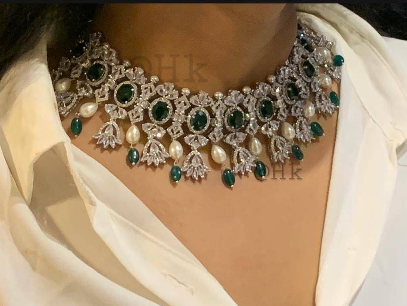 American DIAMOND Jewelry American Diamond Necklace Earrings - Etsy