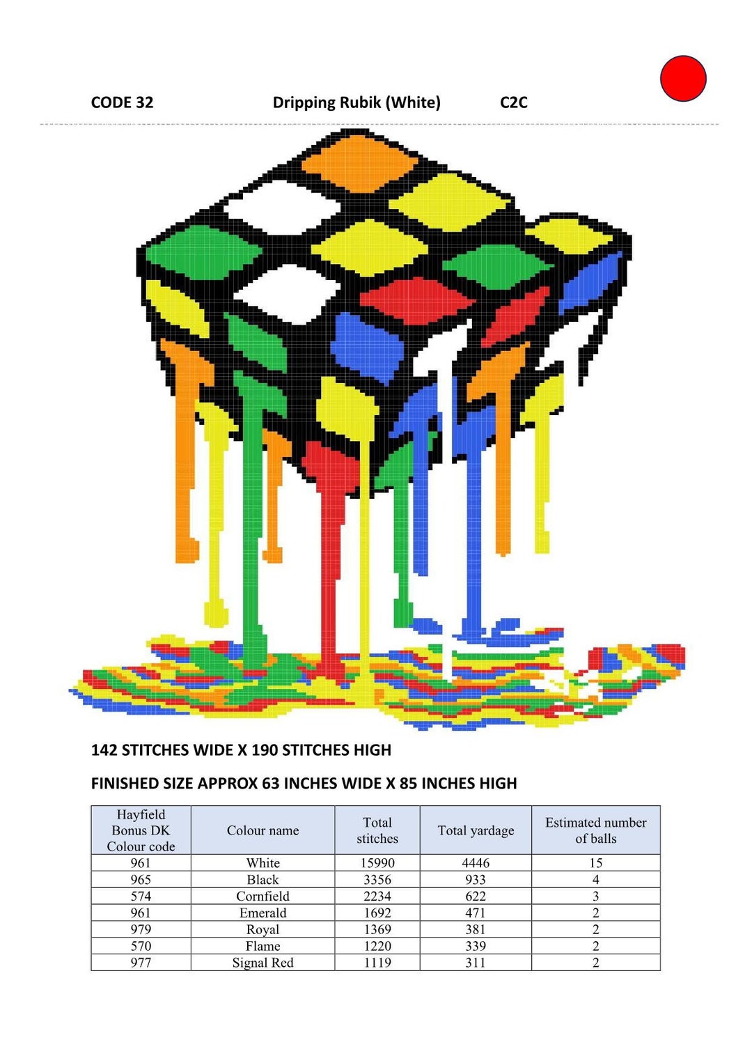 Dripping Rubik's Cube C2C Crochet Pattern Download - Etsy
