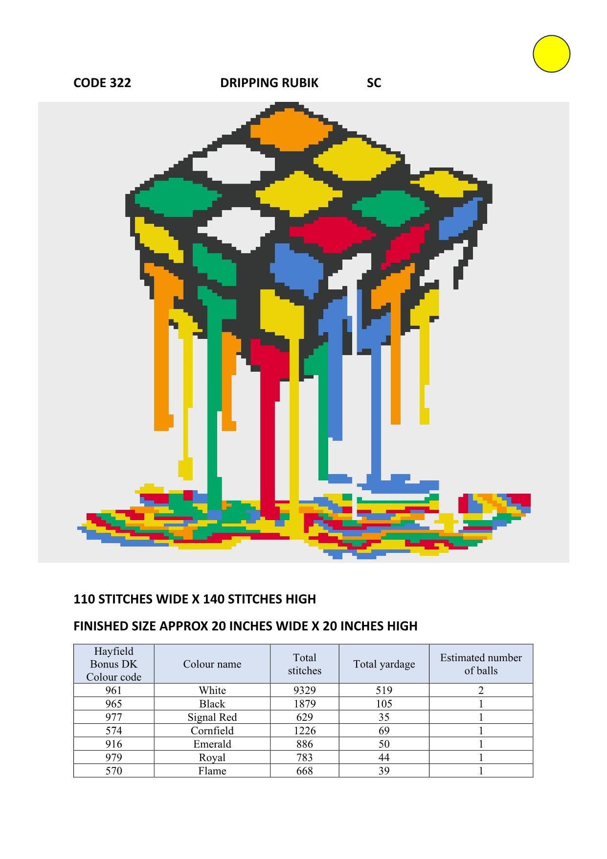 Dripping Rubik's Cube SC Crochet Pattern Download - Etsy