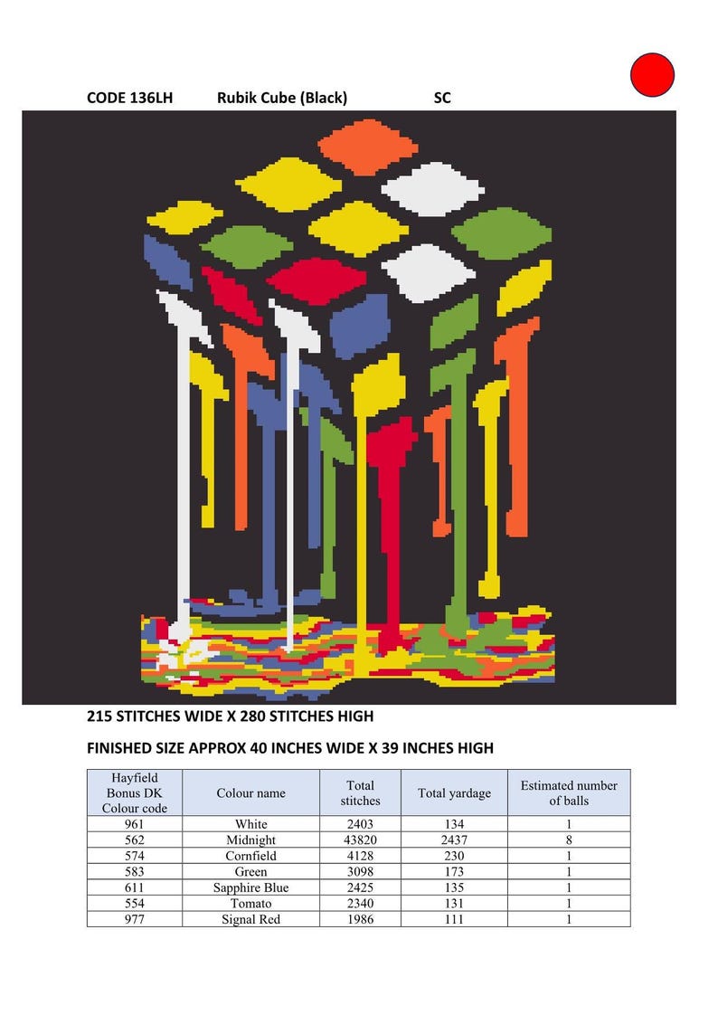 LEFT HANDED Dripping Rubik's Cube SC Crochet Pattern Download - Etsy
