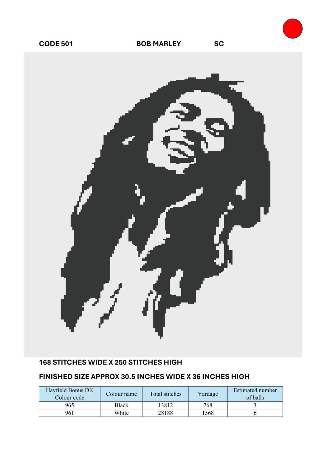 LEFT HANDED Bob Marley SC Crochet Pattern Download - Etsy