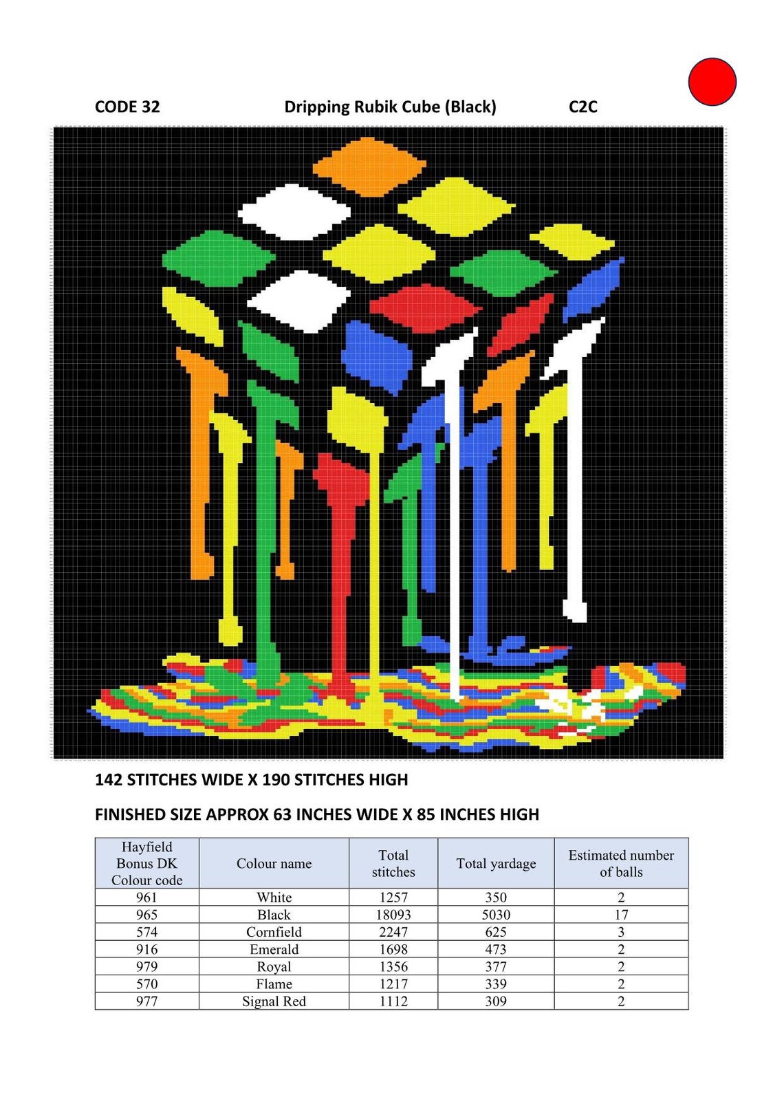 Dripping Rubik's Cube C2C Crochet Pattern Download - Etsy