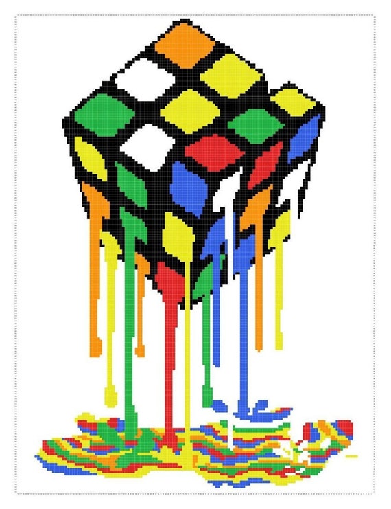 Dripping Rubik's Cube C2C Crochet Pattern Download | Etsy