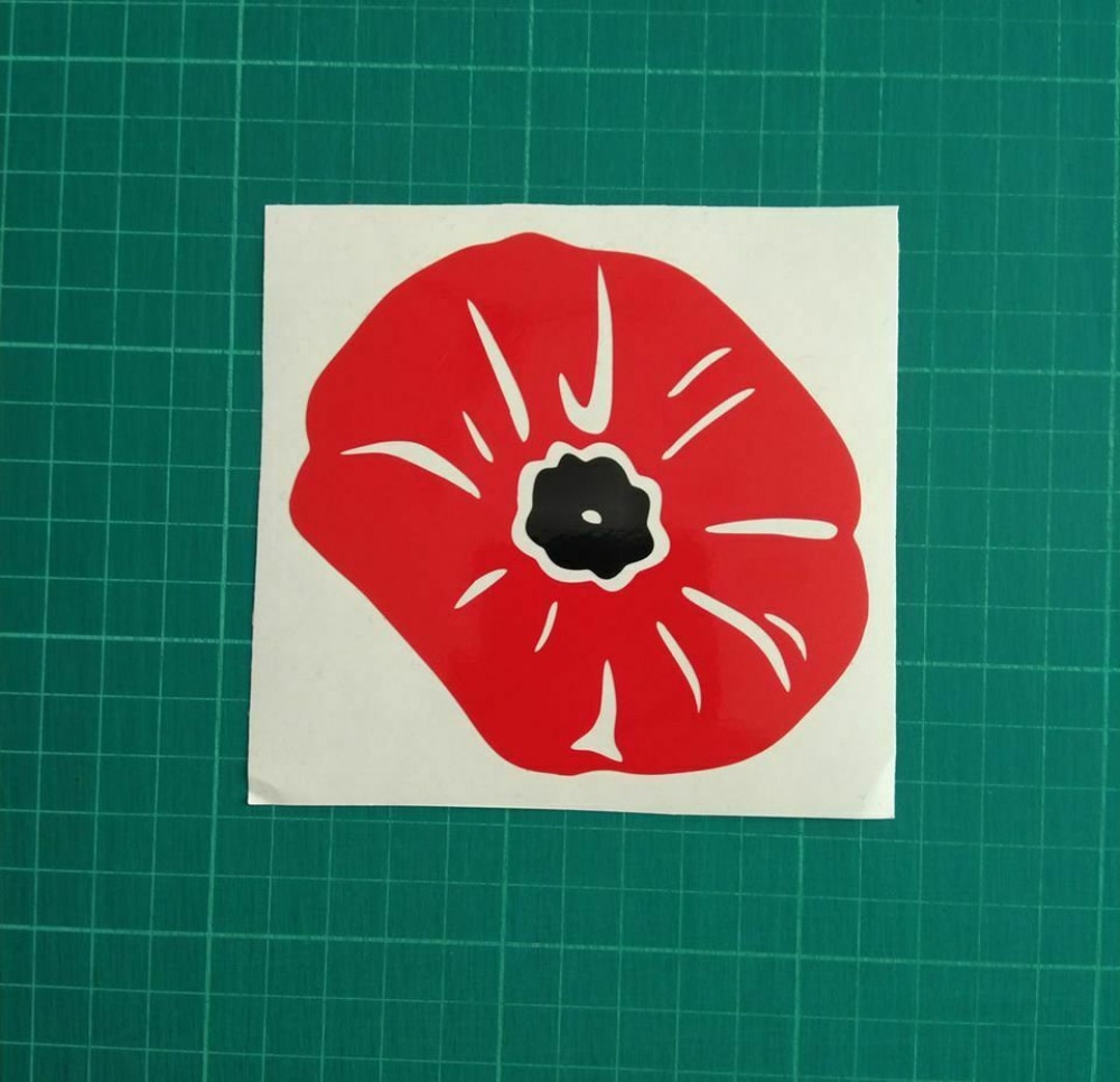 10cm Remembrance Day Poppy Vinyl Decal Sticker Wall Door Window Car Van ...