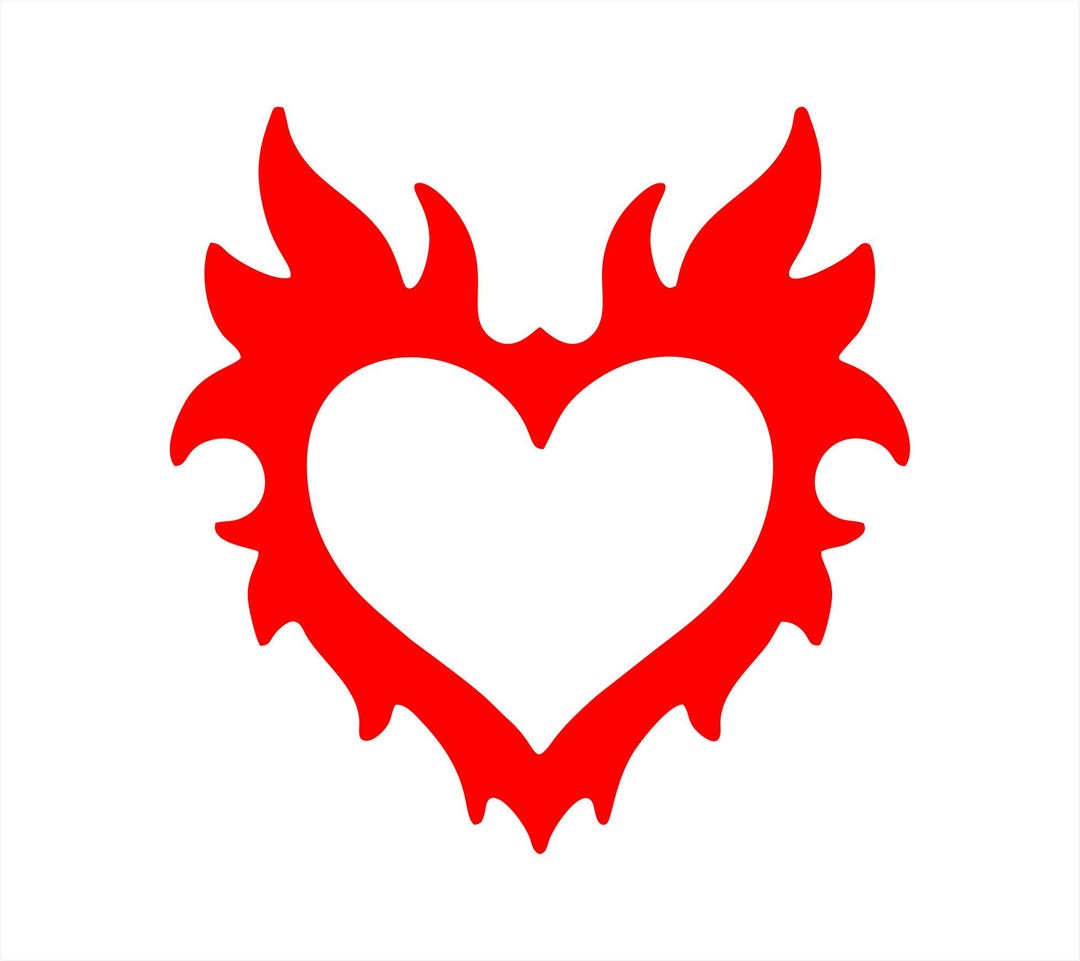 Flaming Heart Vinyl Decal Sticker Wall Door Window Car Van Bike Lorry ...