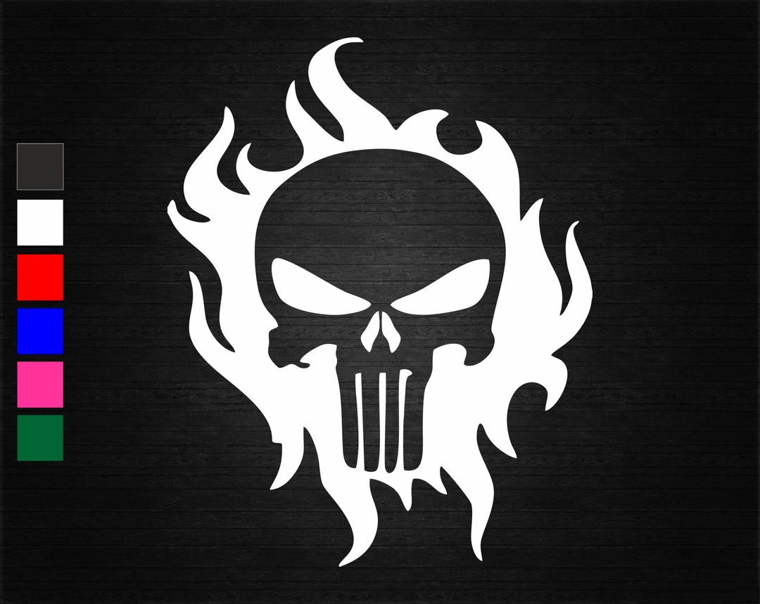 Tribal Skull Flames Vinyl Decal Sticker Wall Door Window Car Van Bike ...