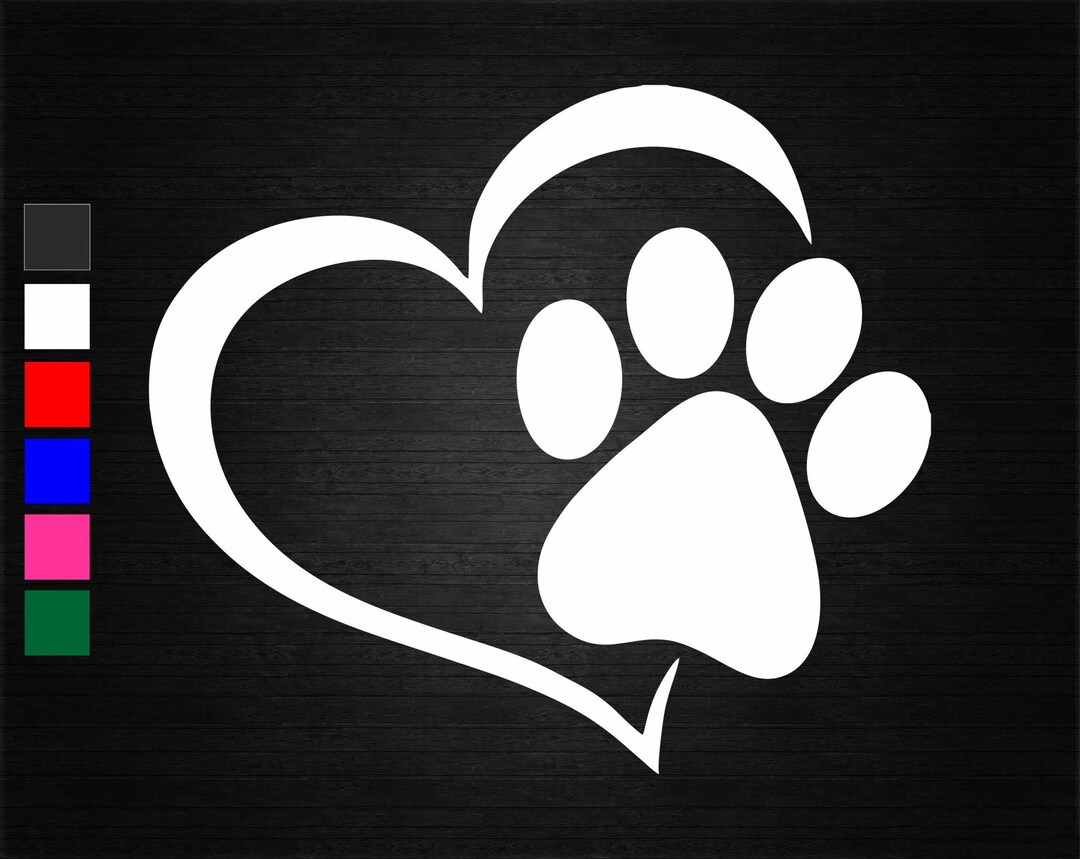 Paw Print Heart Pet Vinyl Decal Sticker Wall Door Window Car Van Bike ...