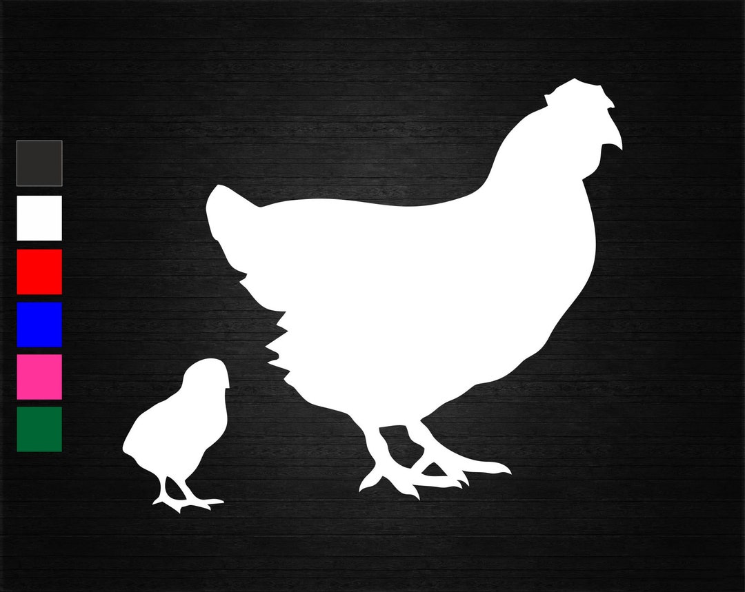 Chicken Mother and Baby Chick Vinyl Decal Sticker Wall Door Window Car ...