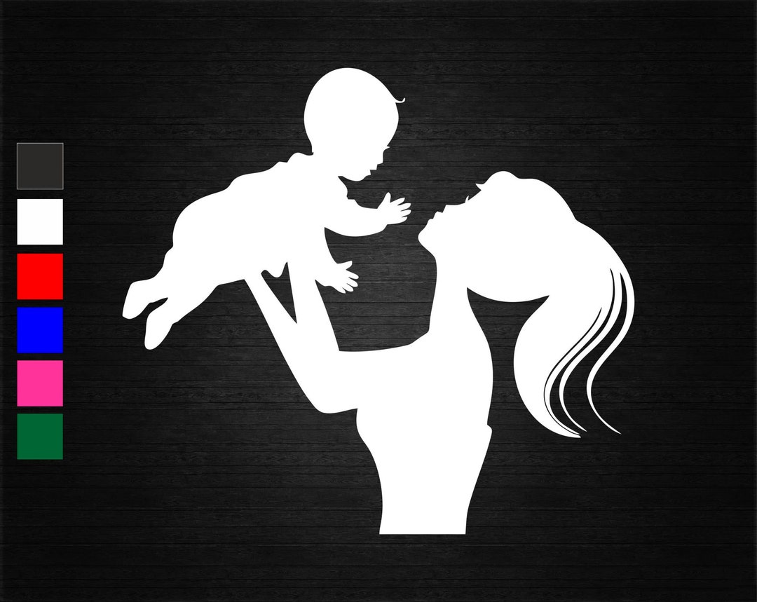 Mother and Baby Vinyl Decal Sticker Wall Door Window Car Van Bike Lorry ...