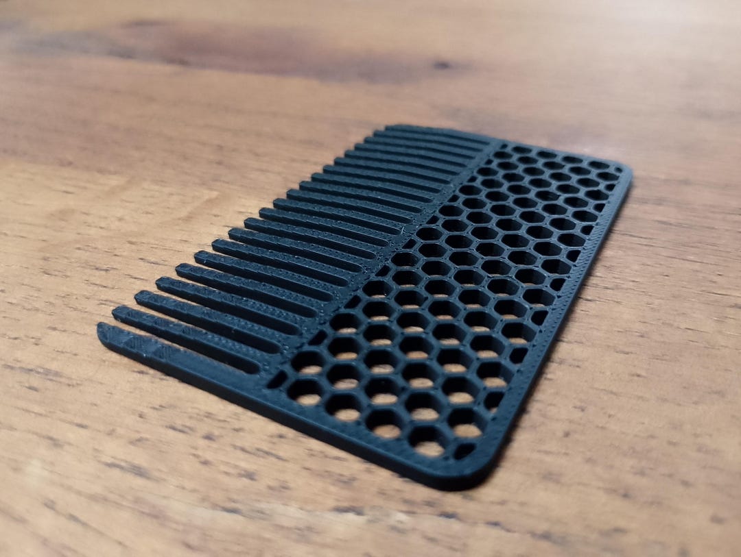 Credit Card Size 3d Printed Beard Hair Comb Honeycomb Design Gift ...