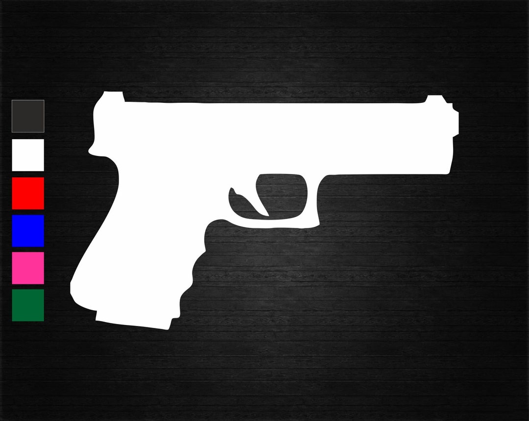 Gun Pistol Vinyl Decal Sticker Wall Door Window Car Van Bike Lorry Home ...